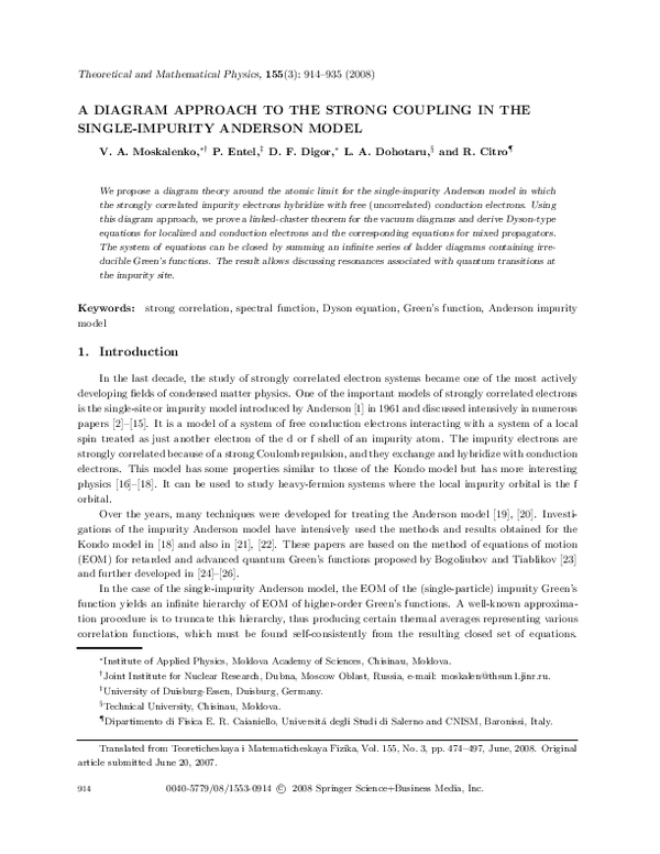 (PDF) A diagram approach to the strong coupling in the single-impurity ...