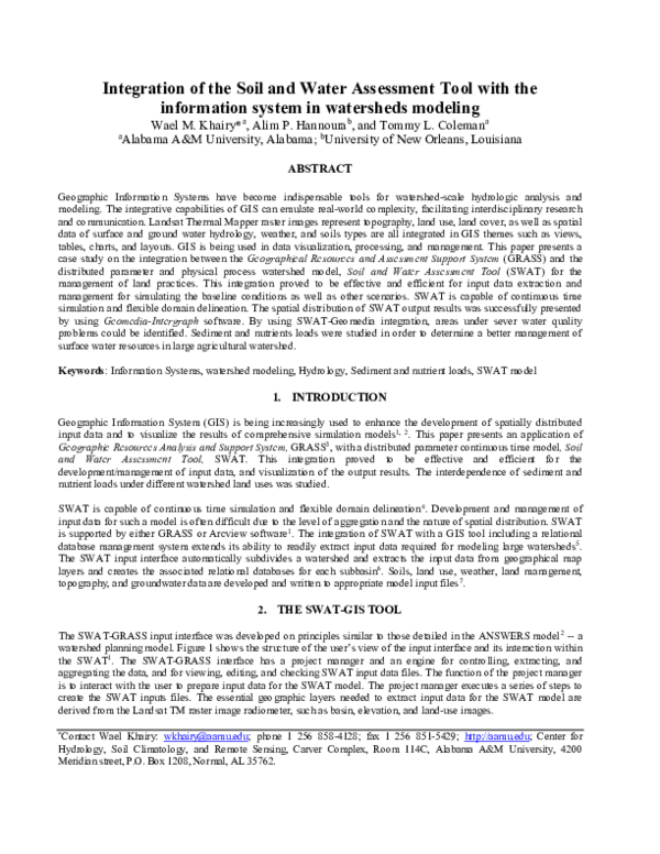 (PDF) Integration of the soil and water assessment tool with the ...