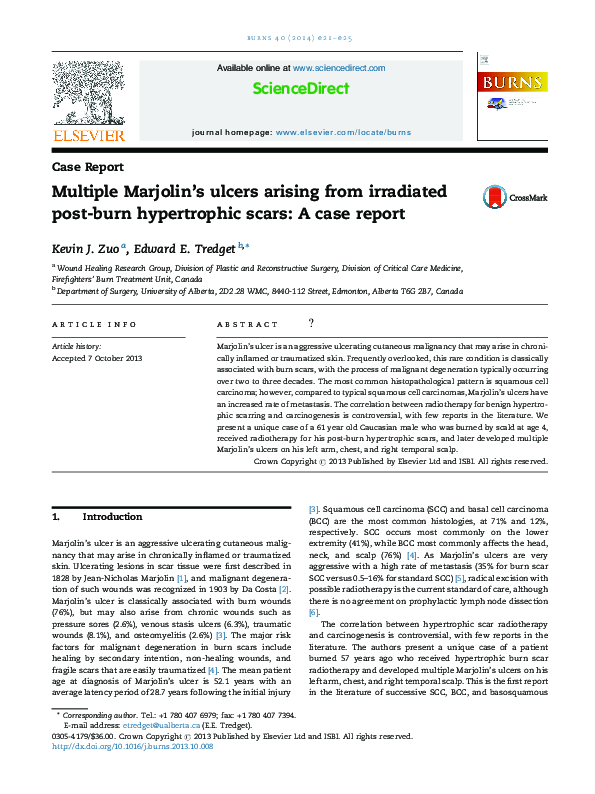(PDF) Multiple Marjolin's ulcers arising from irradiated post-burn ...