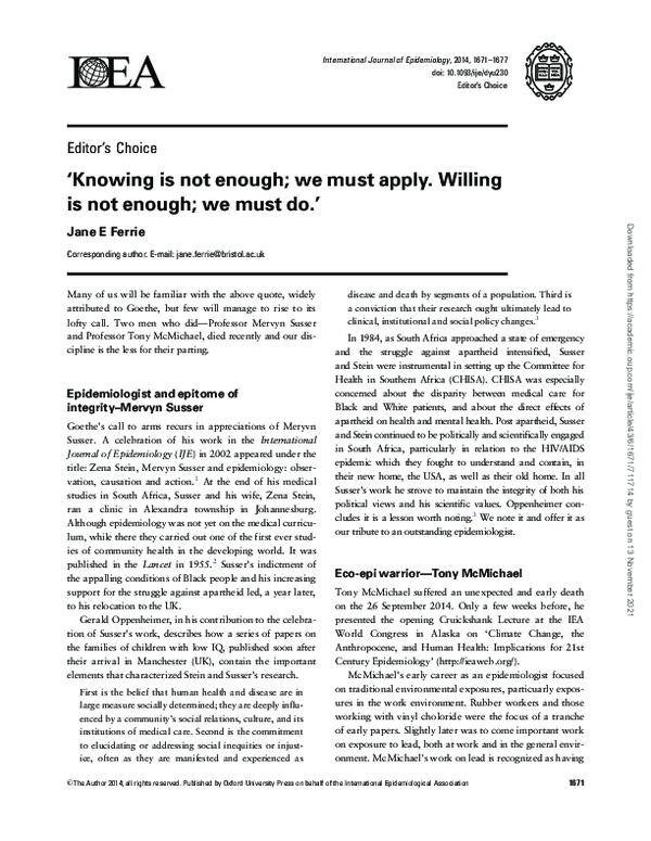 (PDF) Knowing is not enough; we must apply. Willing is not enough; we ...