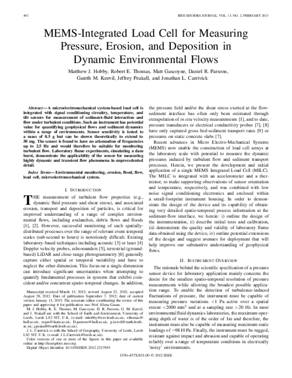 (PDF) MEMS-Integrated Load Cell for Measuring Pressure, Erosion, and ...
