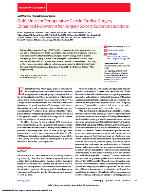 (PDF) Guidelines for Perioperative Care in Cardiac Surgery