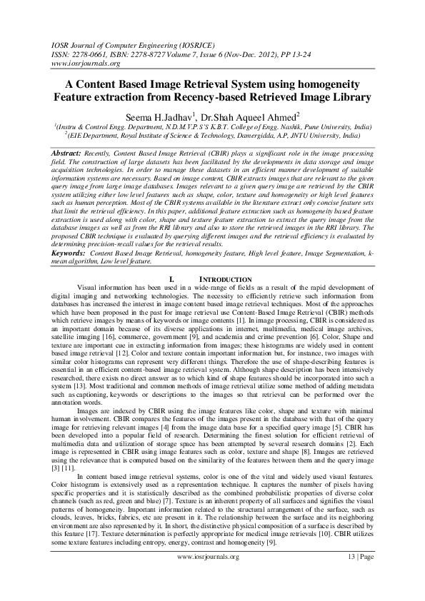 Pdf A Content Based Image Retrieval System Using Homogeneity Feature