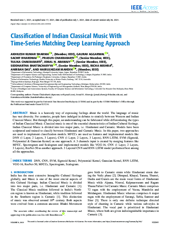 (PDF) Classification of Indian Classical Music With Time-Series ...