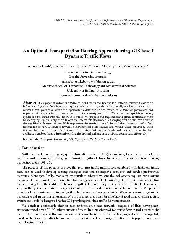 (PDF) An Optimal Transportation Routing Approach using GIS-based ...