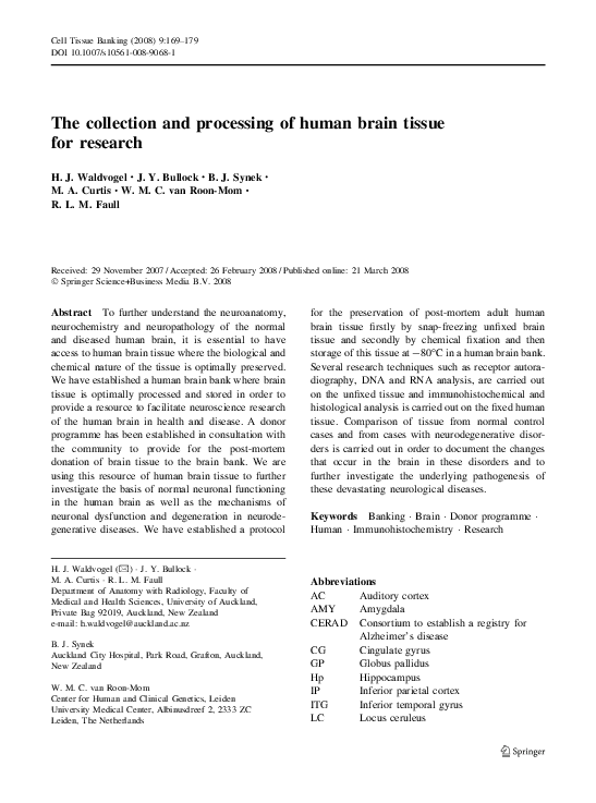 (PDF) The collection and processing of human brain tissue for research