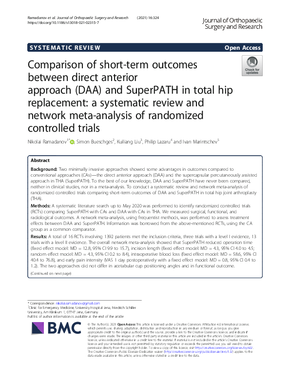 (PDF) Comparison of short-term outcomes between direct anterior ...