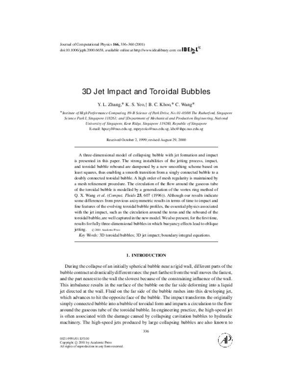 (PDF) 3D Jet Impact and Toroidal Bubbles