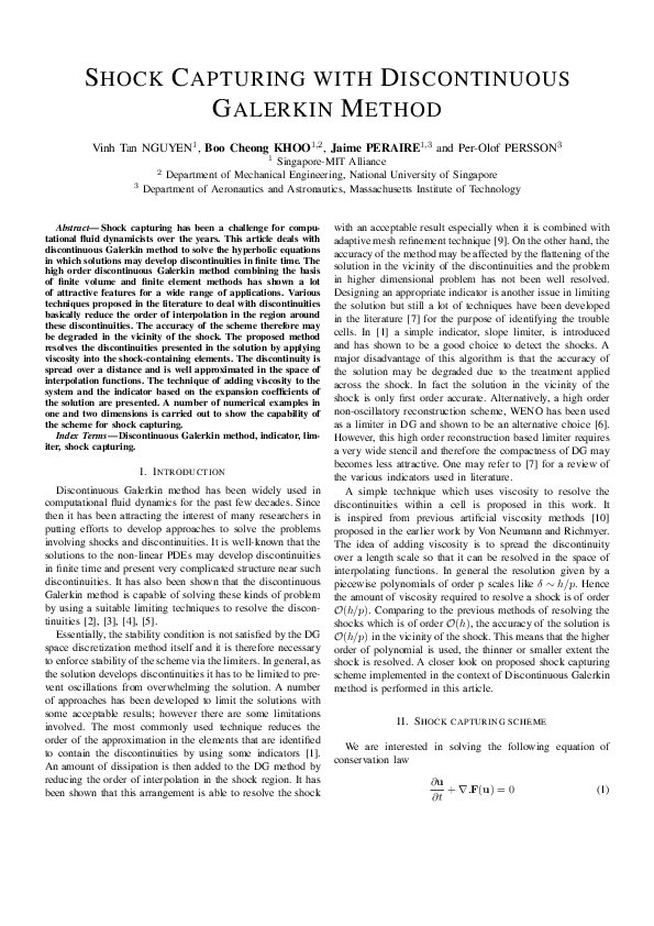 (PDF) Shock Capturing with Discontinuous Galerkin Method