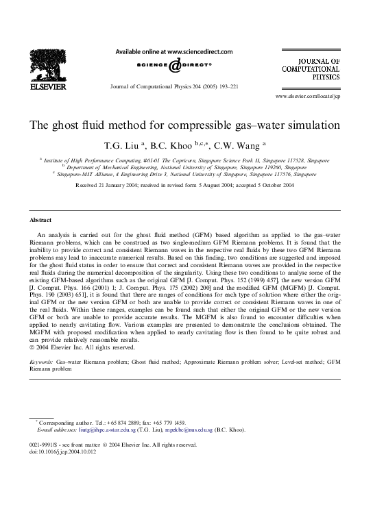 (PDF) The ghost fluid method for compressible gas–water simulation