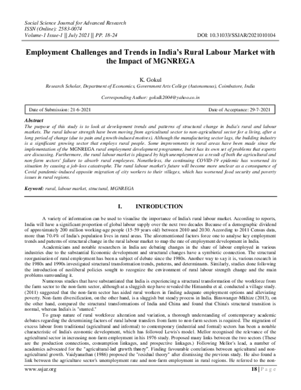 (PDF) Employment Challenges and Trends in India's Rural Labour Market ...