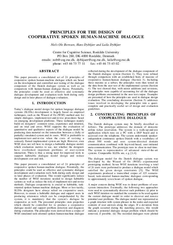 (PDF) Principles for the design of cooperative spoken human-machine ...