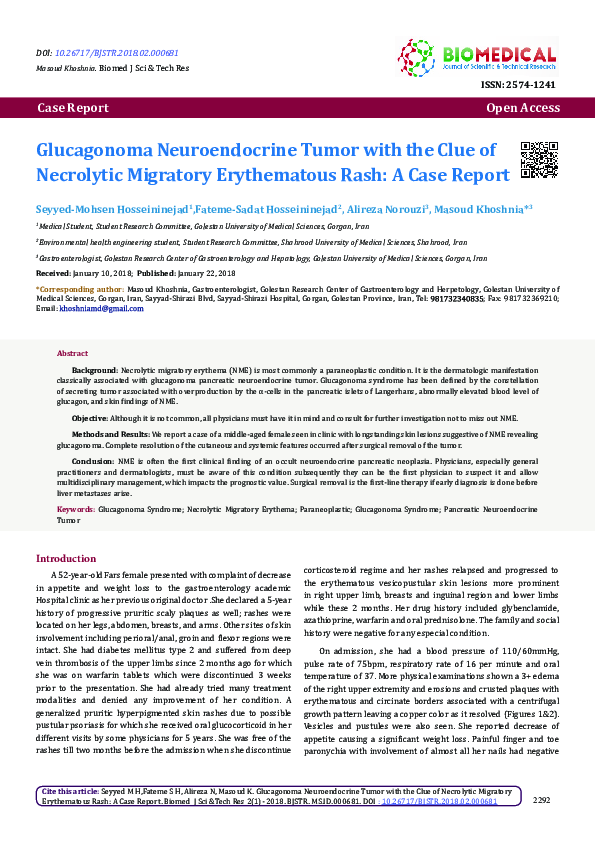 (PDF) Glucagonoma Neuroendocrine Tumor with the Clue of Necrolytic ...