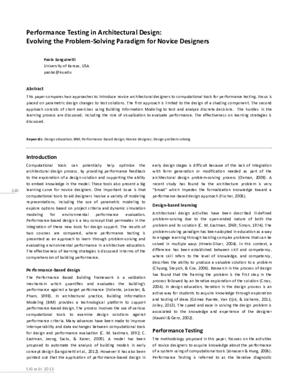 (PDF) Performance Testing in Architectural Design: Evolving the Problem ...
