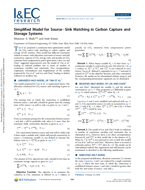 (PDF) Simplified Model for Source–Sink Matching in Carbon Capture and ...