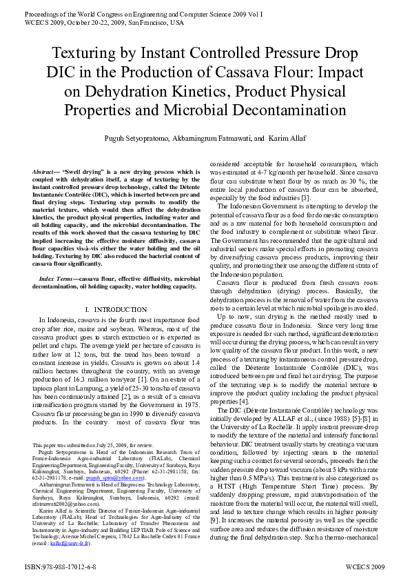 (PDF) Texturing by Instant Controlled Pressure Drop DIC in the ...