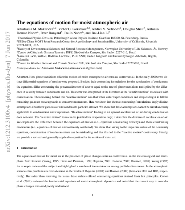 (PDF) The equations of motion for moist atmospheric air