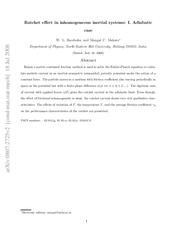 (PDF) Ratchet effect in inhomogeneous inertial systems: II. The square ...
