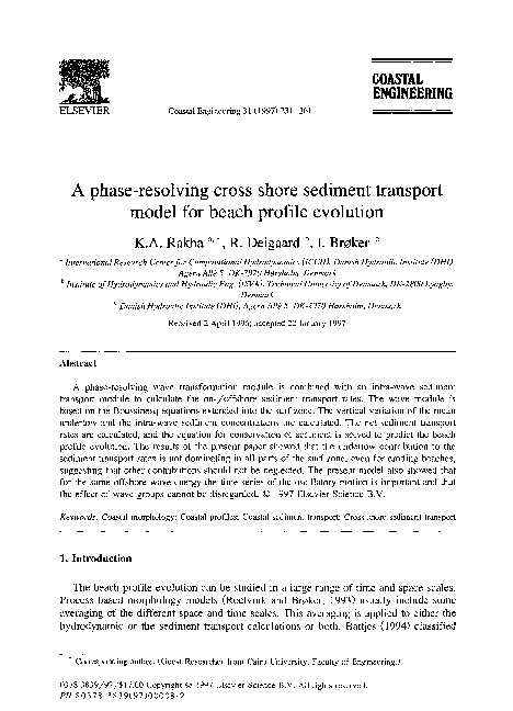 Pdf A Phase Resolving Cross Shore Sediment Transport Model For Beach Profile Evolution