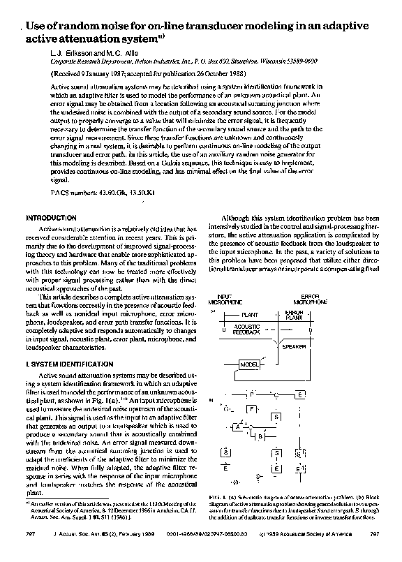 Pdf Use Of Random Noise For On Line Transducer Modeling In An