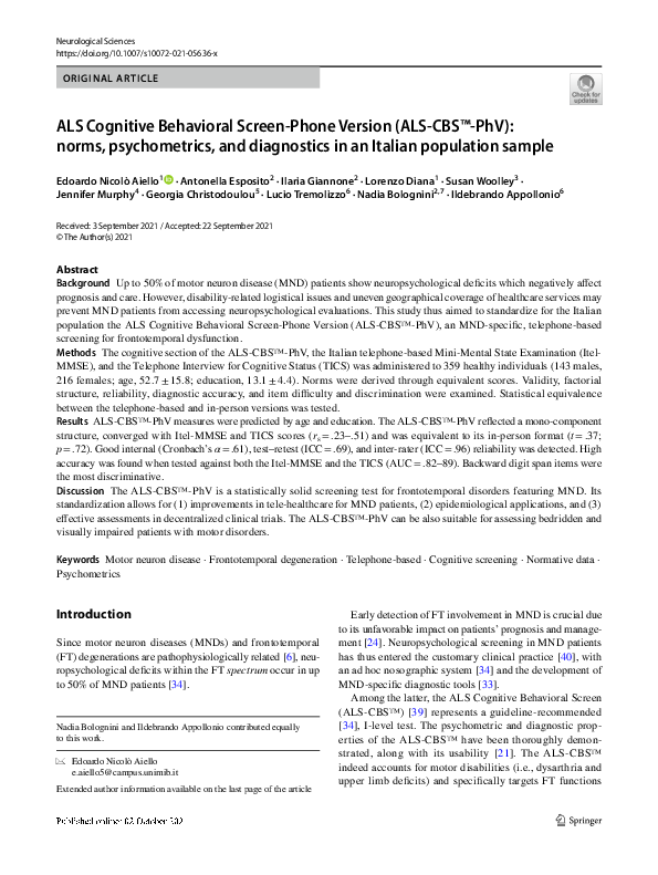 (PDF) ALS Cognitive Behavioral Screen-Phone Version (ALS-CBS™-PhV ...