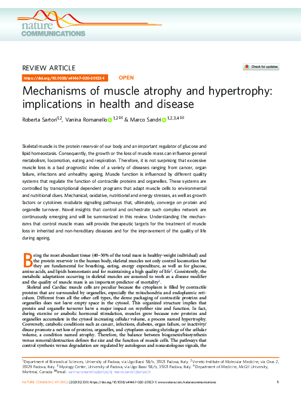 (PDF) Mechanisms of muscle atrophy and hypertrophy: implications in health and disease