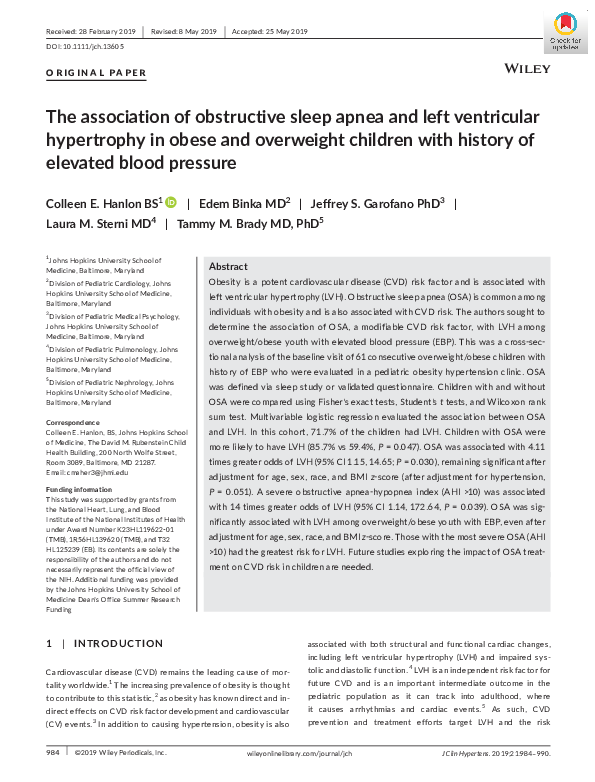 (PDF) The association of obstructive sleep apnea and left ventricular ...