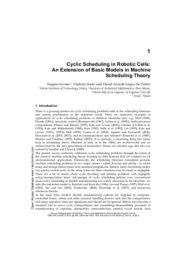 Pdf Cyclic Scheduling In Robotic Cells An Extension Of Basic Models