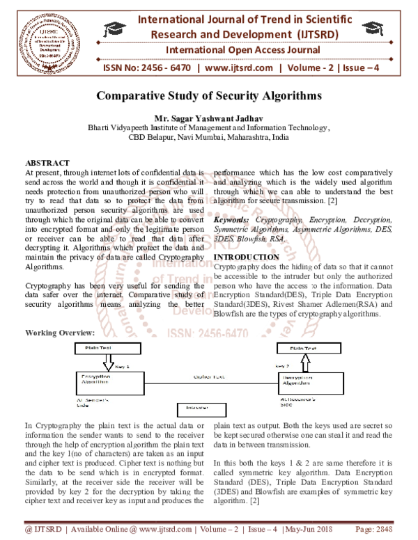 (PDF) Comparative Study of Security Algorithms