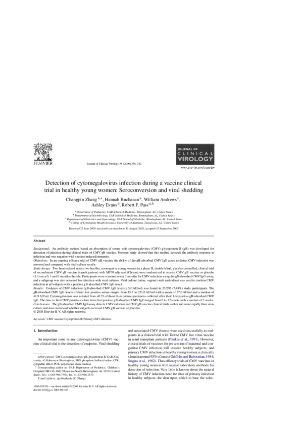 (PDF) Detection of cytomegalovirus infection during a vaccine clinical ...