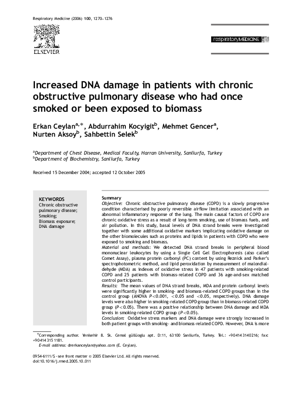 (PDF) Increased DNA damage in patients with chronic obstructive ...