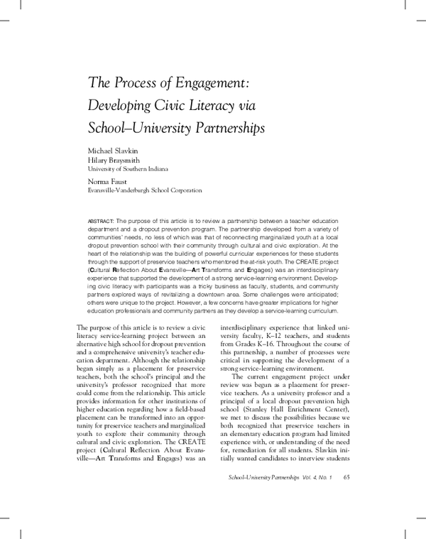 (PDF) The Process of Engagement: Developing Civic Literacy via School ...