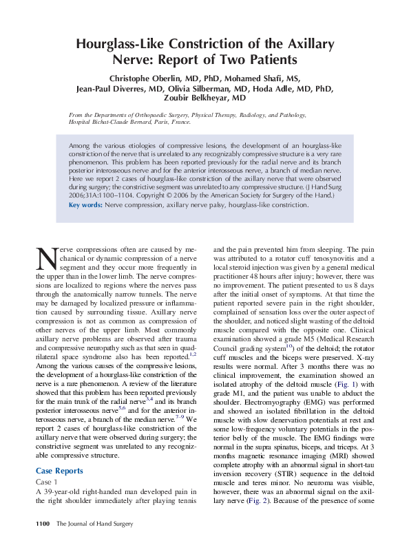 (PDF) Hourglass-Like Constriction of the Axillary Nerve: Report of Two ...