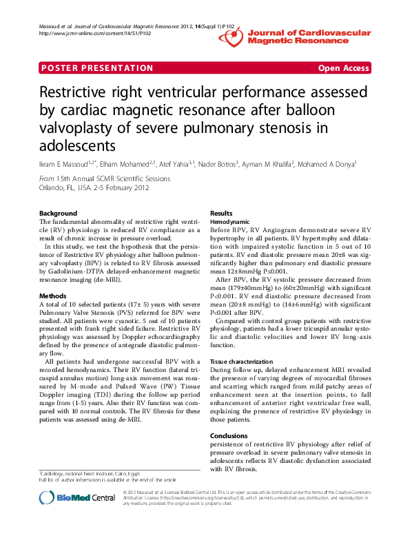 (PDF) Restrictive right ventricular performance assessed by cardiac ...