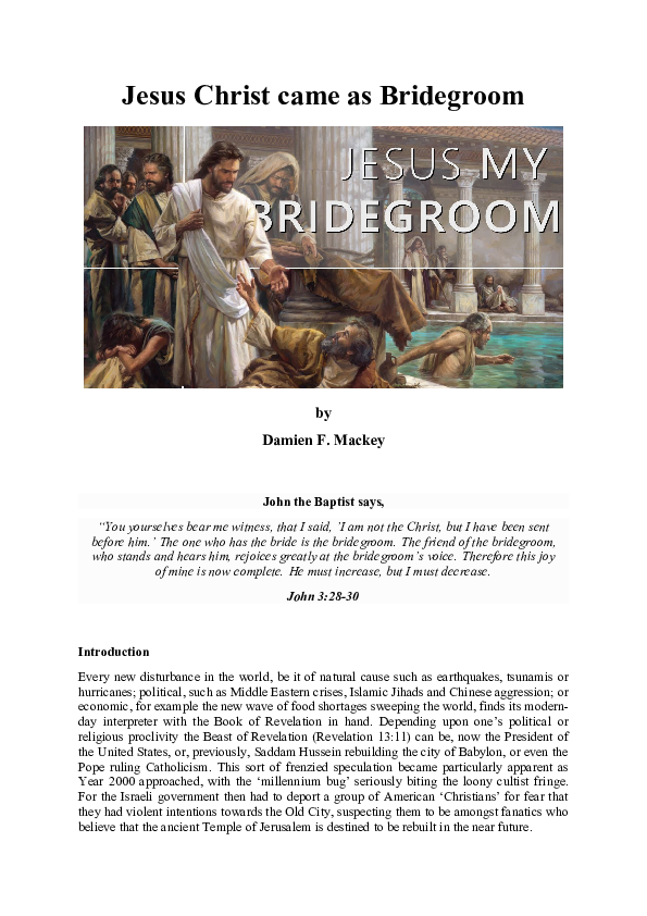 (DOC) Jesus Christ came as Bridegroom