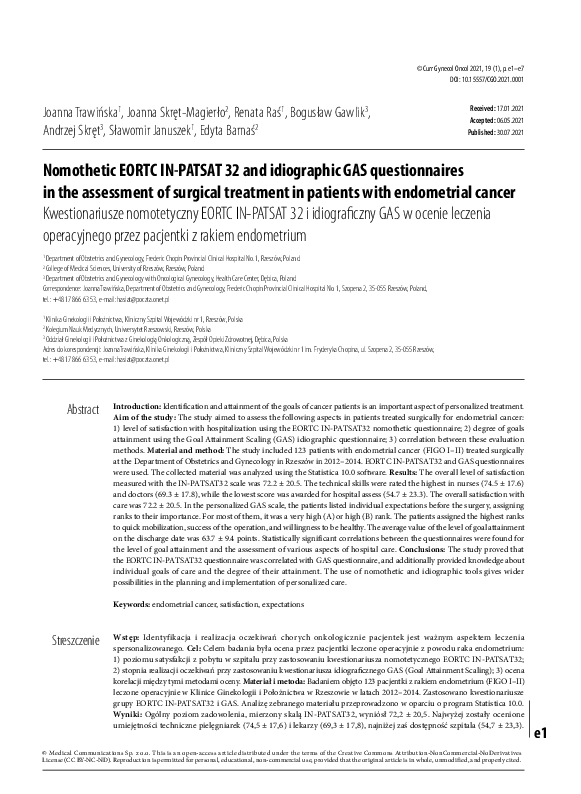 (PDF) Nomothetic EORTC IN-PATSAT 32 and idiographic GAS questionnaires ...