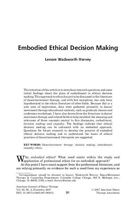 (PDF) Embodied Ethical Decision Making