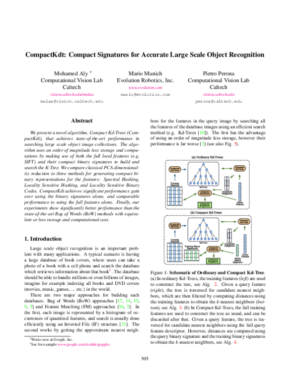 (PDF) CompactKdt: Compact signatures for accurate large scale object ...