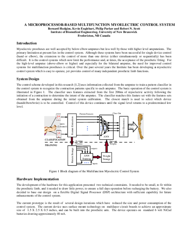 Pdf A Microprocessor Based Multifunction Myoelectric Control System