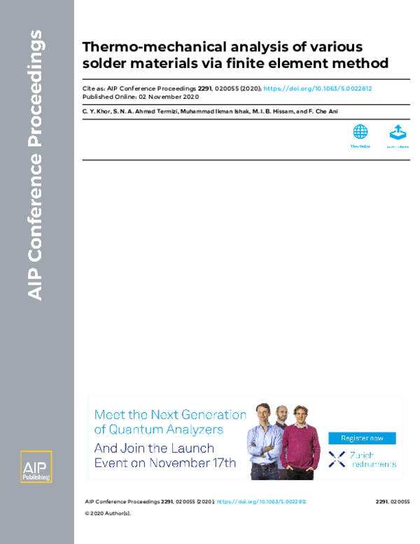 (PDF) Thermo-mechanical analysis of various solder materials via finite element method