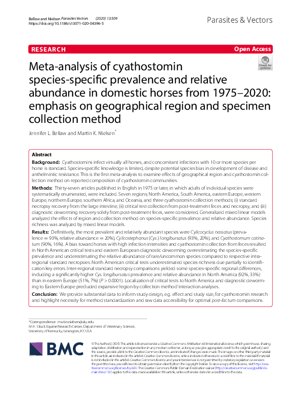 (PDF) Meta-analysis of cyathostomin species-specific prevalence and ...