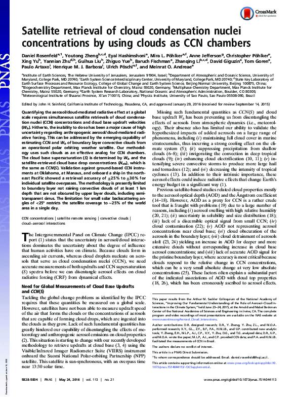 (PDF) Satellite retrieval of cloud condensation nuclei concentrations ...