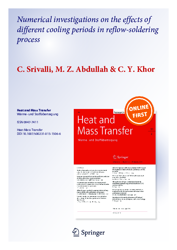 (PDF) Numerical investigations on the effects of different cooling periods in reflow‑soldering ...