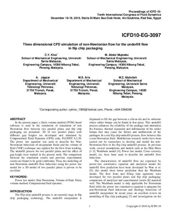 Pdf Three Dimensional Cfd Simulation Of Non Newtonian Flow For The