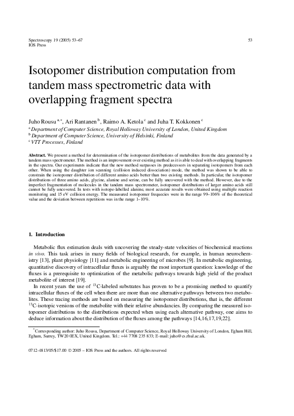 (PDF) Isotopomer distribution computation from tandem mass ...