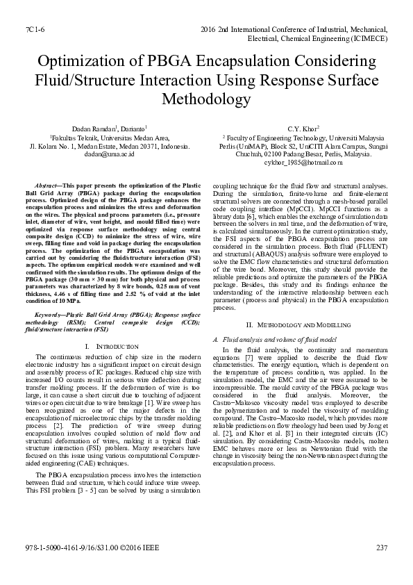 (PDF) Optimization of PBGA Encapsulation Considering Fluid/Structure ...