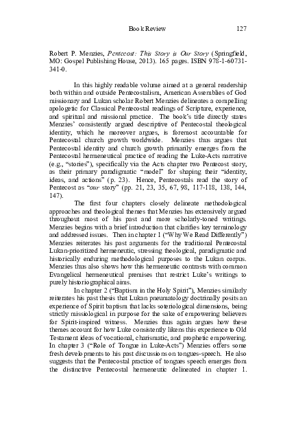 (PDF) Monte Lee Rice (Book review) - Robert P. Menzies, Pentecost: This ...
