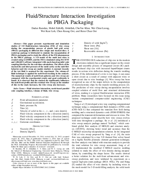(PDF) Fluid/Structure Interaction Investigation in PBGA Packaging