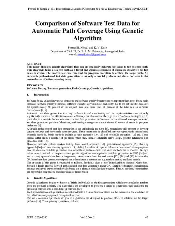 (PDF) Comparison of Software Test Data for Automatic Path Coverage ...