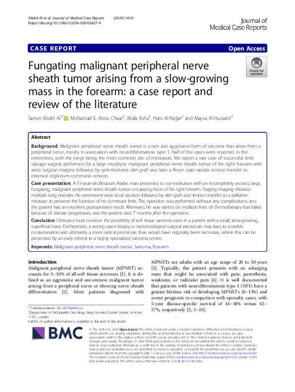 (PDF) Fungating malignant peripheral nerve sheath tumor arising from a ...